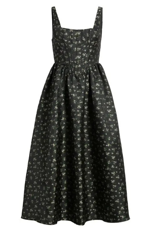 Lulus Celine Floral Corset Cocktail Midi Dress In Black Multi - 55% Off |  Editorialist