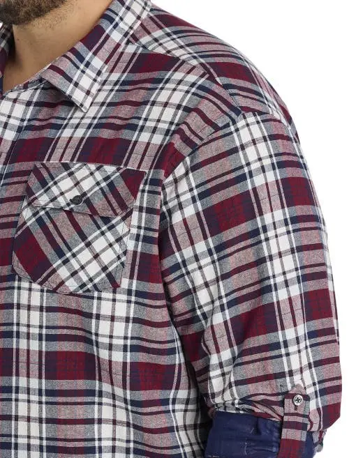 TRUE NATION BY DXL Big & Tall Plaid Rolled-sleeve Sport Shirt - Red Multi