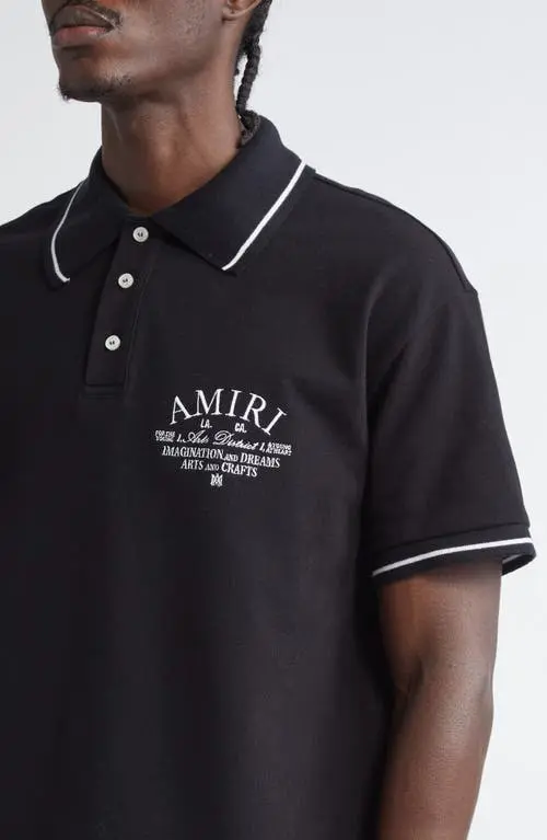 Amiri Arts District Embroidered Cotton Piqué Polo