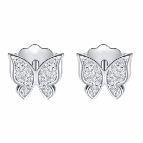 DONATELLO GIAN Name' Sterling Butterfly Crystal Stud Earrings - Silver
