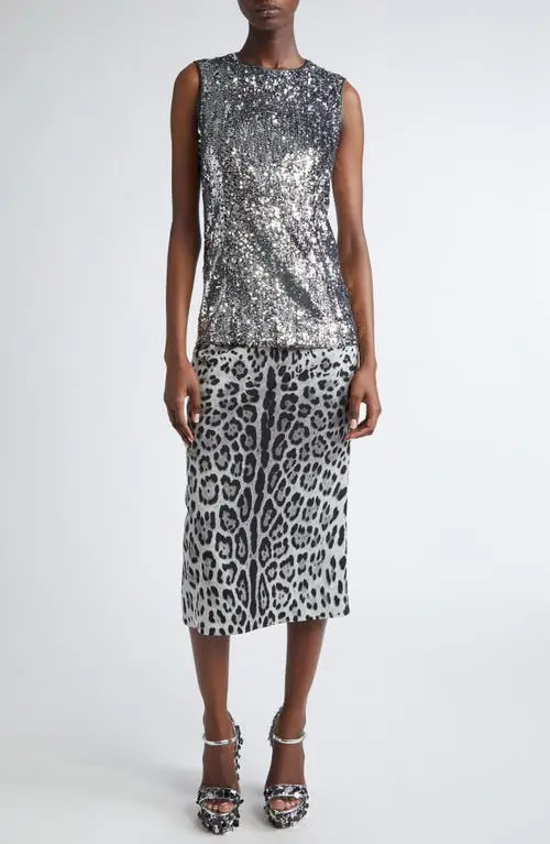 Dolce & Gabbana Sequin Sleeveless Top - Argento