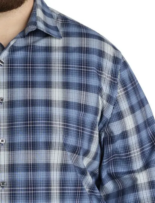 SYNRGY BY DXL Big & Tall Plaid Sport Shirt - Blue
