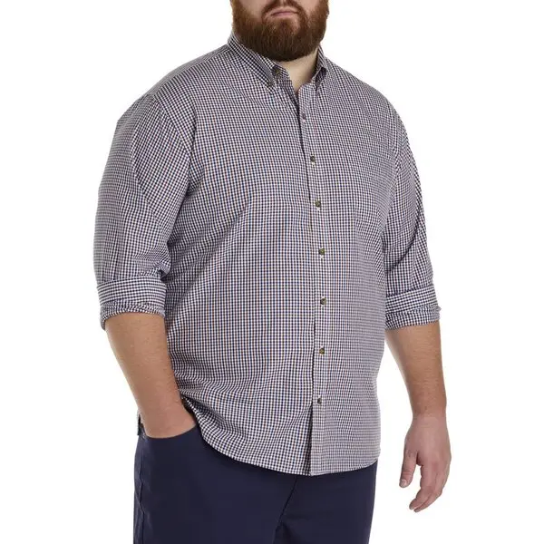 HARBOR BAY BY DXL Big & Tall Easy-care Check Sport Shirt - Blue Multi