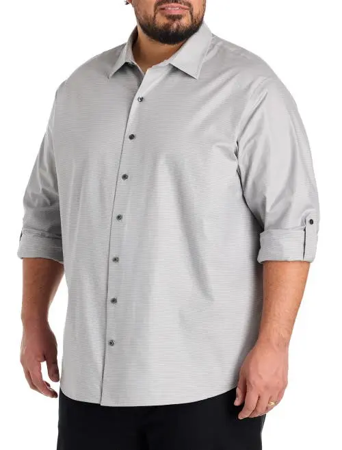 SYNRGY BY DXL Big & Tall Textured Sport Shirt - Light Grey