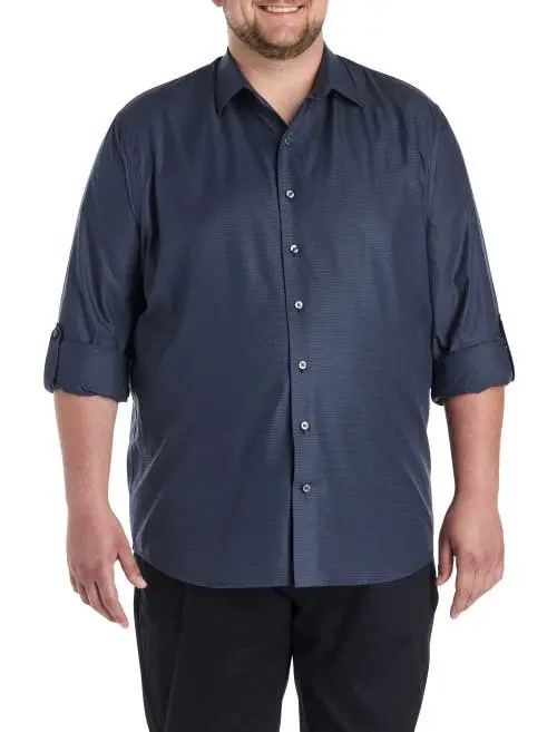 SYNRGY BY DXL Big & Tall Textured Sport Shirt - Navy