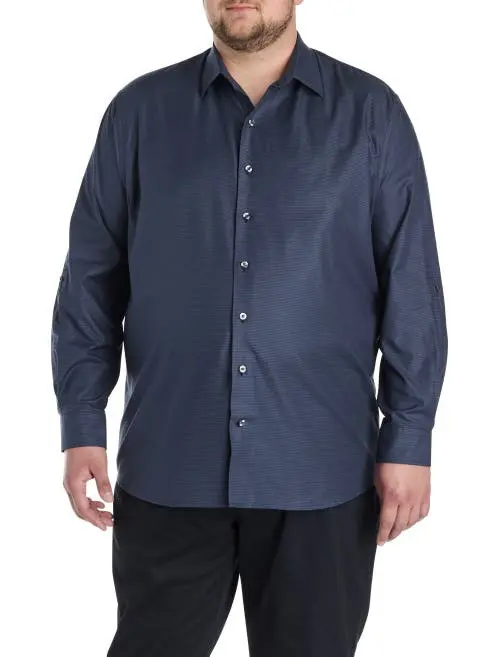 SYNRGY BY DXL Big & Tall Textured Sport Shirt - Navy