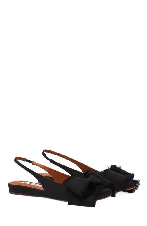 LANVIN Slingback Ballerina Flat In Satin With Oversized Bow