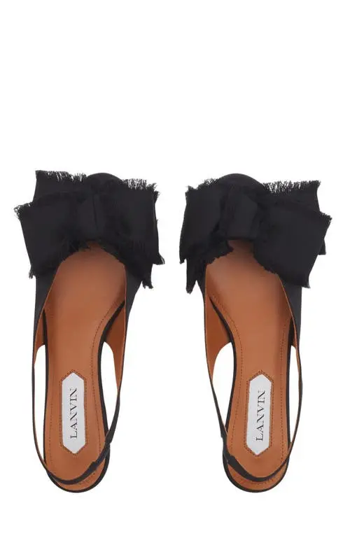 LANVIN Slingback Ballerina Flat In Satin With Oversized Bow