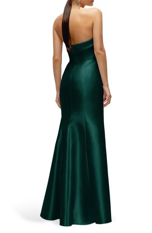 Alfred Sung Strapless Satin Gown - Evergreen