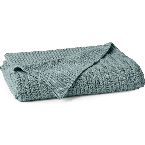 COYUCHI Casa Loma Organic Knit Throw Blanket - Lagoon