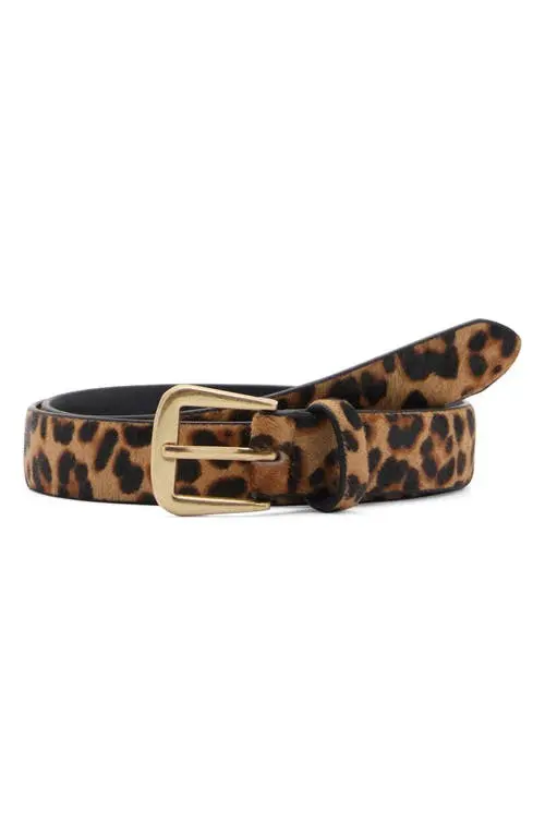 Mango Leopard Print Calf Hair Belt - Brown