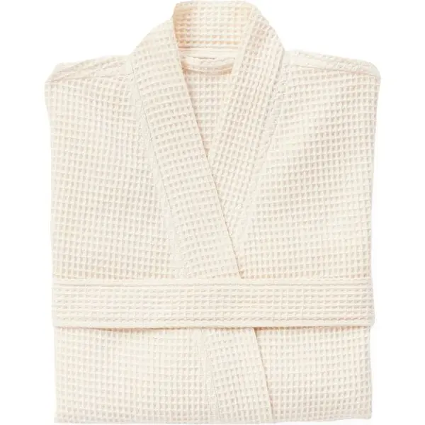 COYUCHI Gender Inclusive Waffle Weave Organic Cotton Robe - Undyed