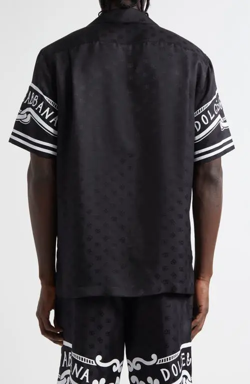 Dolce & Gabbana Logo Jacquard Bandana Print Silk Camp Shirt