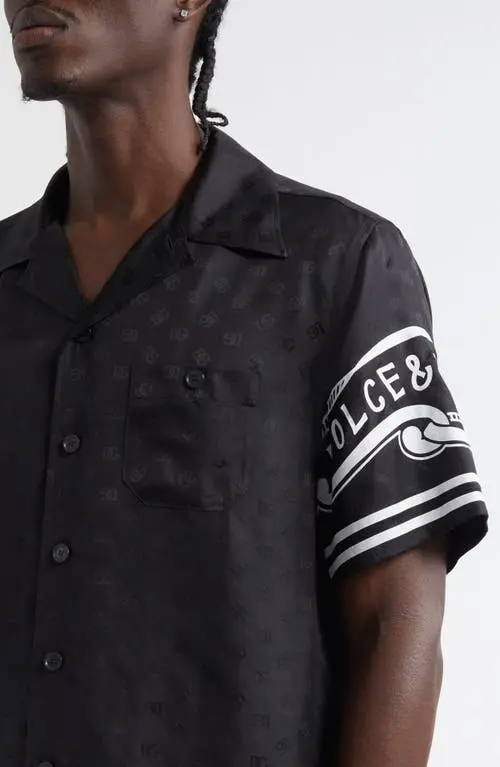 Dolce & Gabbana Logo Jacquard Bandana Print Silk Camp Shirt