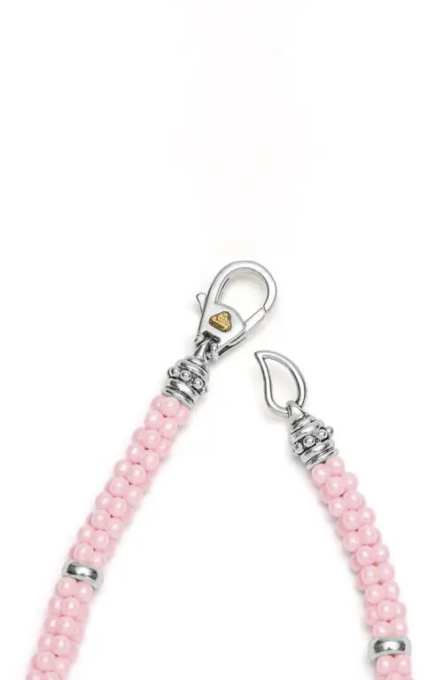 Lagos Pink Caviar Ceramic Beaded Station Bracelet - Pink/ Silver
