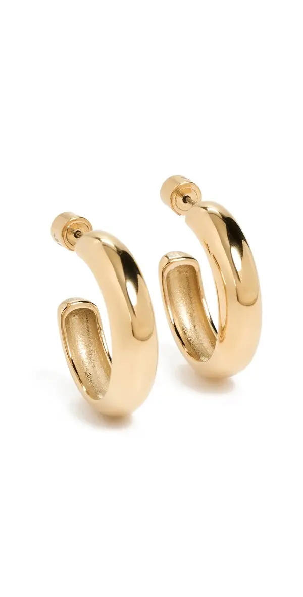 Jenny Bird Medium Staple Hoop Earrings - High Polish Gold