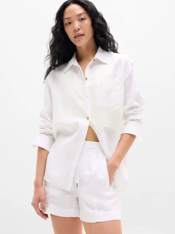 Athleta Relaxed Linen Shirt - Calla Lily