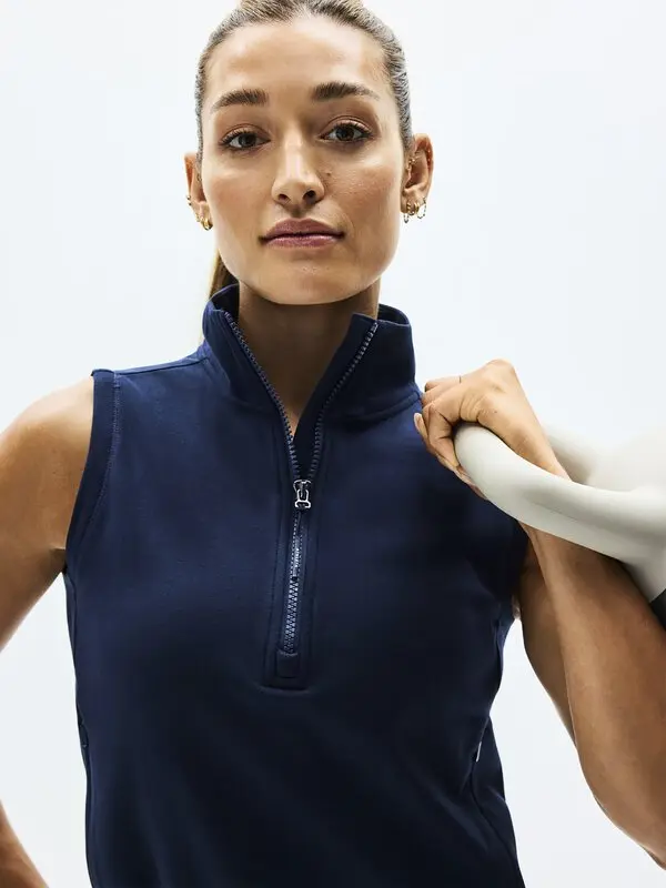 Athleta Unstoppable 1/2 Zip Cropped Vest - Navy
