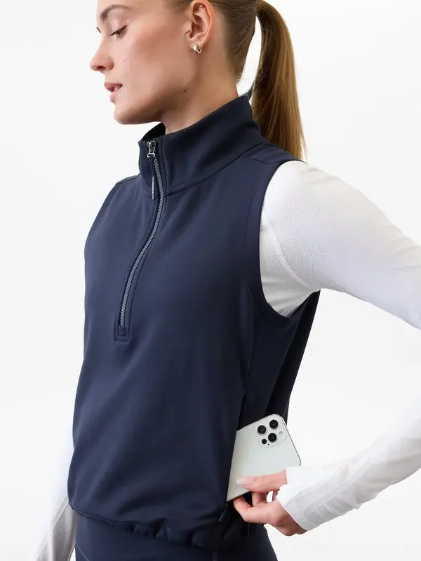 Athleta Unstoppable 1/2 Zip Cropped Vest - Navy