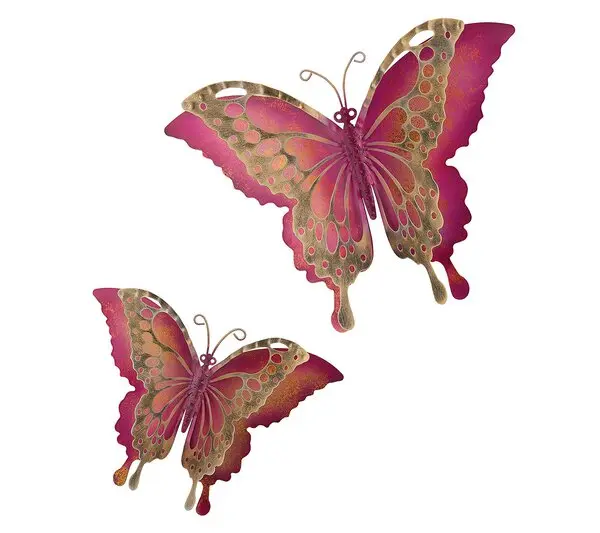 REGAL ART & GIFT Butterfly Wall Decor Set/2 P Ink - One-color
