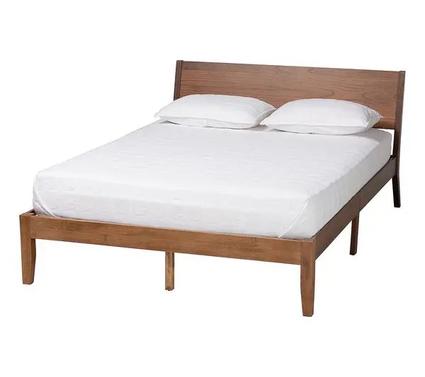 BAXTON STUDIO Salvatore Walnut Brown Wood Queen Platform Bed - One-color