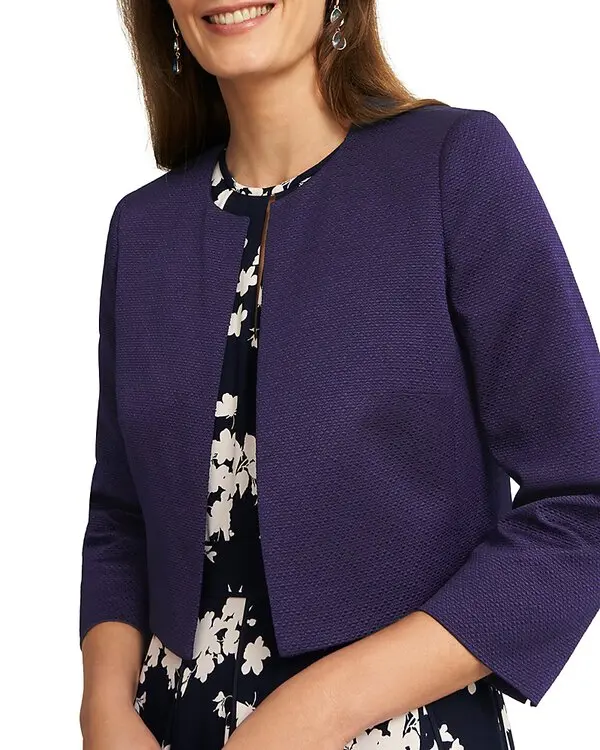 HOBBS LONDON Elize Cropped Textured Jacket - Midnight Navy