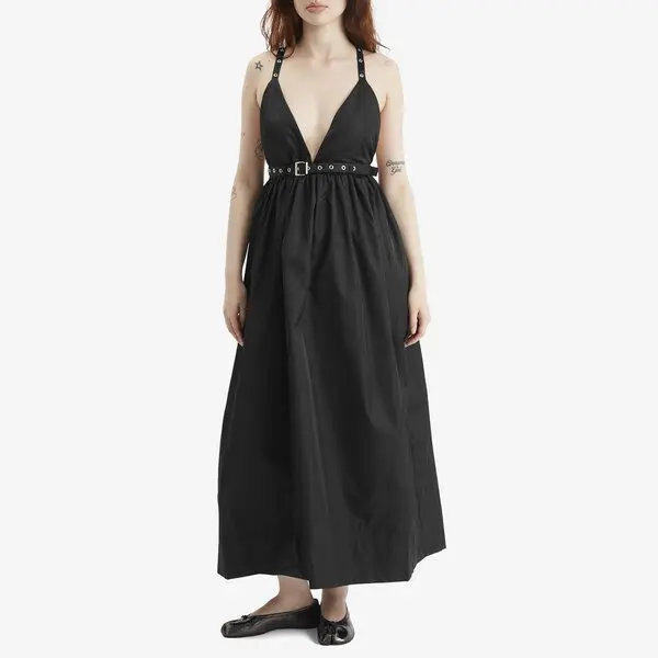 GANNI Duchesse Nylon Strap Midi Dress