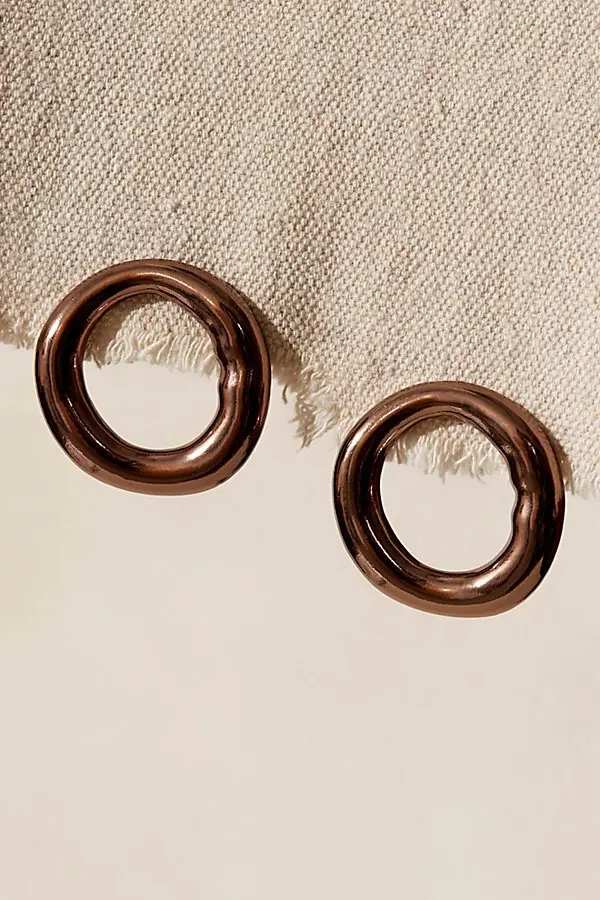 Free People Una Hoop Earrings - Chocolate Brown