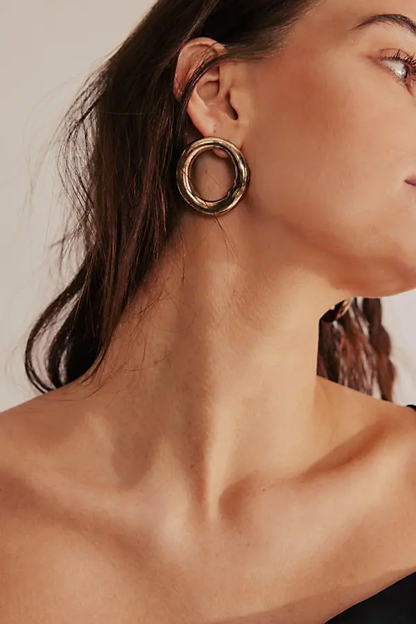 Free People Una Hoop Earrings - Gold