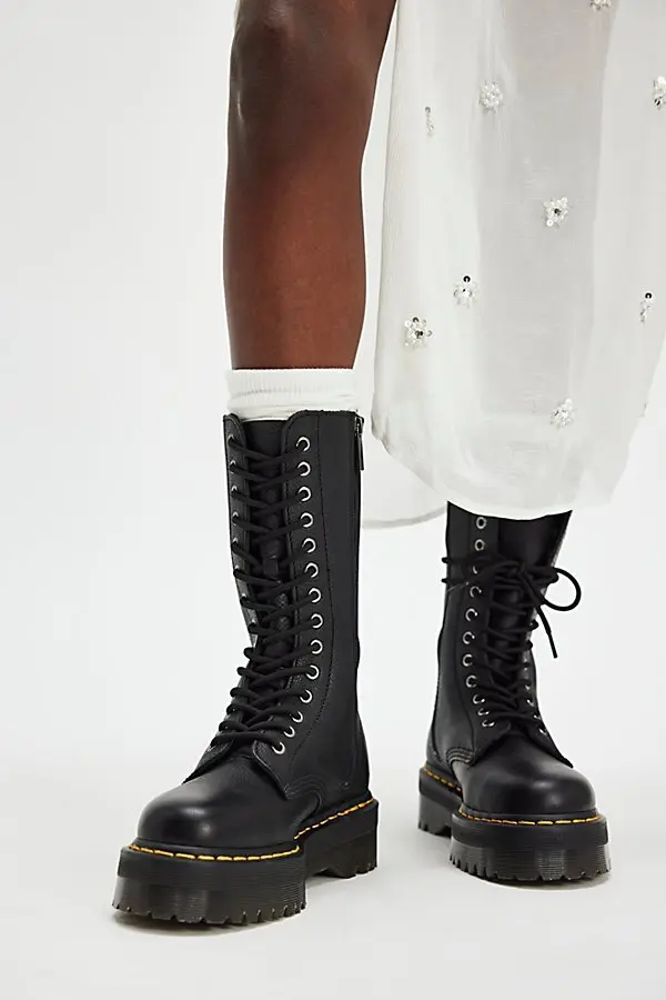 Doc Martens Boots Mid Calf Leather Lace Up Boots Calf Lace Up Dr
