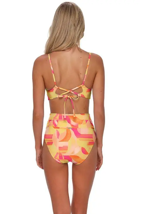 SUNSETS Hannah High Waist Bikini Swim Bottom - Dreamsicle Crepe