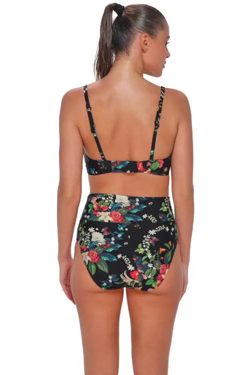 SUNSETS Hannah High Waist Bikini Swim Bottom - Fleur Noire