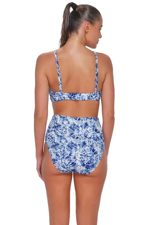 SUNSETS Hannah High Waist Bikini Swim Bottom - Island Ink Rib