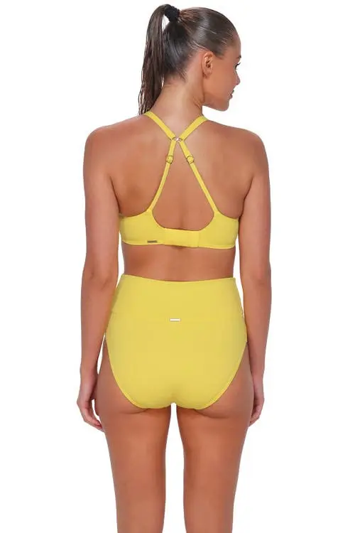 SUNSETS Hannah High Waist Bikini Swim Bottom - Pineapple Crepe
