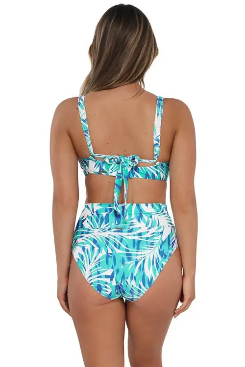 SUNSETS Hannah High Waist Bikini Swim Bottom - Sea Breeze Sandbar Rib