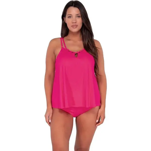 SUNSETS ESCAPE Sadie Tankini Swimsuit Top - Begonia Sandbar Rib
