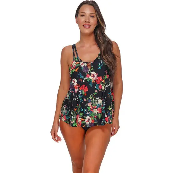 SUNSETS ESCAPE Sadie Tankini Swimsuit Top - Fleur Noire