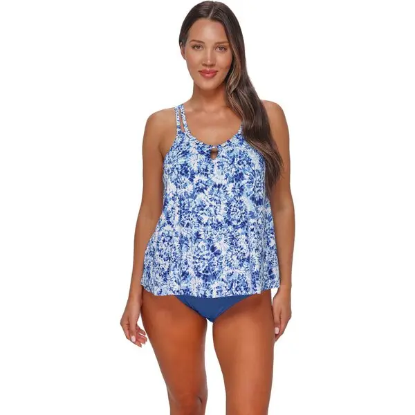 SUNSETS ESCAPE Sadie Tankini Swimsuit Top - Island Ink Rib