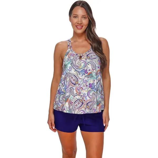 SUNSETS ESCAPE Sadie Tankini Swimsuit Top - Tide Pool Twist