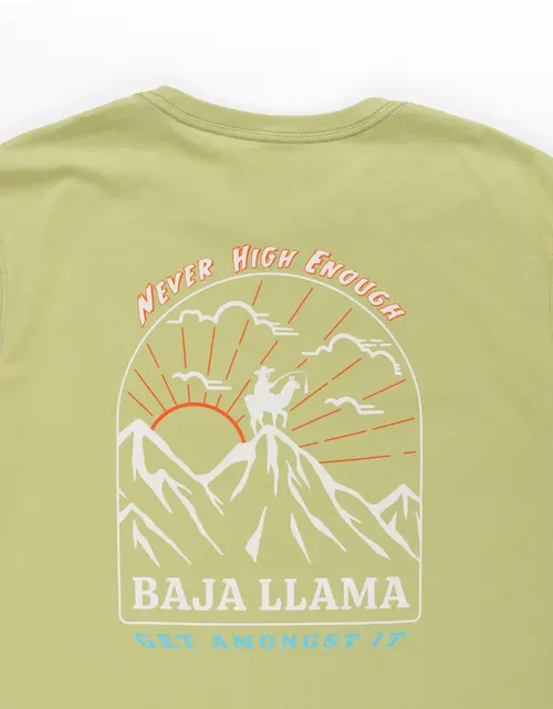 BAJA LLAMA Never High Enoughprimo Graphic Tee - Green
