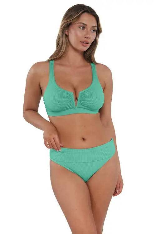 SUNSETS Vienna V-wire Dd Cup Bikini Top - Aqua Mist Sandbar Rib