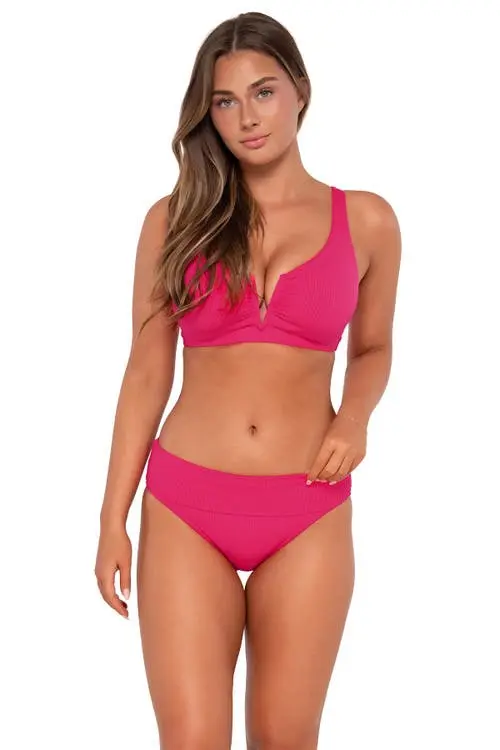 SUNSETS Vienna V-wire Dd Cup Bikini Top - Begonia Sandbar Rib
