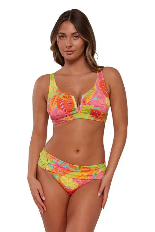 SUNSETS Vienna V-wire Dd Cup Bikini Top - Citrus Grove Sandbar Rib
