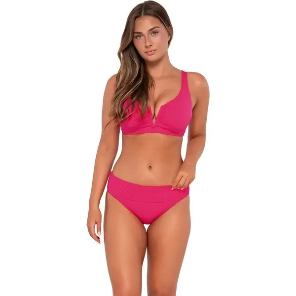 SUNSETS Vienna V-wire Bikini Swimsuit Top D Cup - Begonia Sandbar Rib