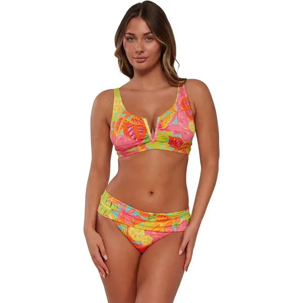 SUNSETS Vienna V-wire Bikini Swimsuit Top D Cup - Citrus Grove Sandbar Rib