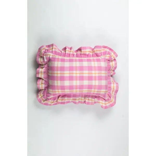 ARCHIVE NEW YORK Handwoven Classic Gingham Ruffle Cotton Throw Pillow - Pink
