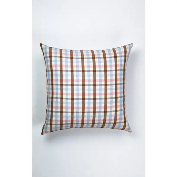 ARCHIVE NEW YORK Handwoven Classic Plaid Square Cotton Throw Pillow - Brown
