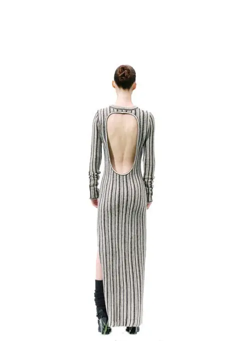 LABECA LONDON Striped Wool Maxi Dress