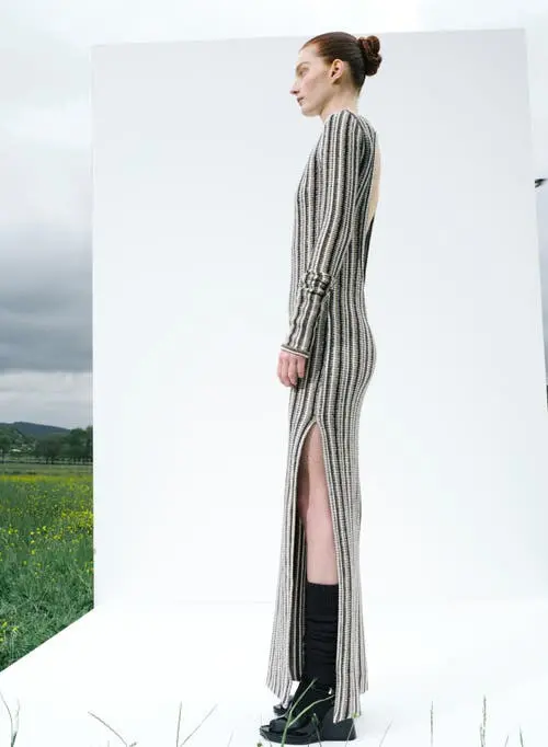 LABECA LONDON Striped Wool Maxi Dress