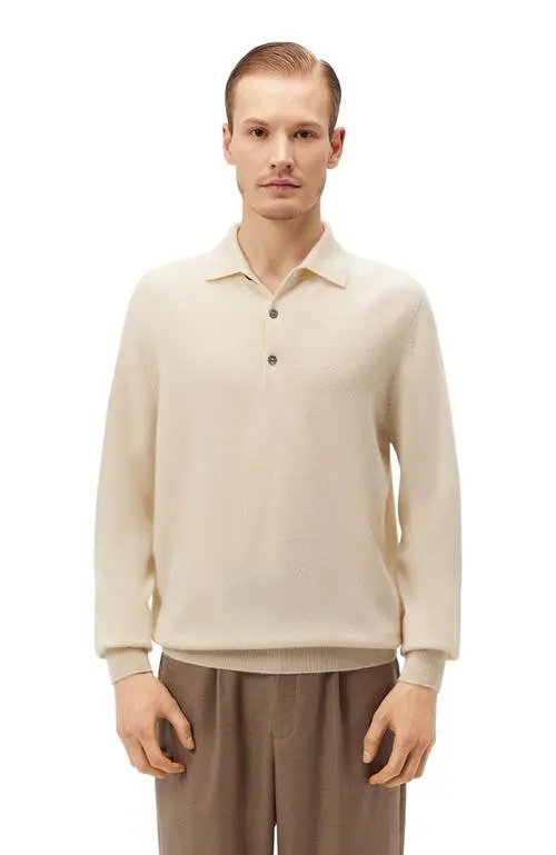 GOBI MONGOLIAN CASHMERE Essential Cashmere Polo Sweater - Off White